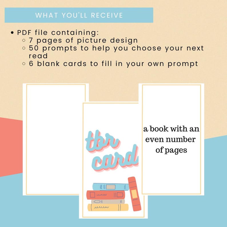 Printable Book TBR Prompt Cards: Reading List Inspiration (digital ...