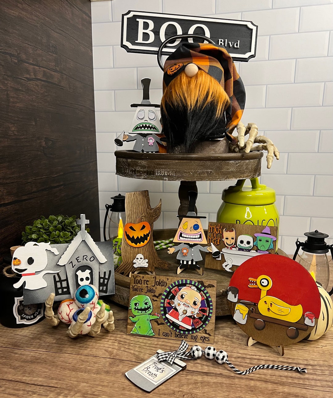 Spooky Nightmare Before Christmas Halloween Decor Set - Tim Burton Tray ...