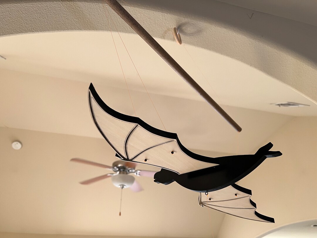 Handmade Wooden Flying Bat Mobile, Mobile, Bat Mobile, Bat Decor ...