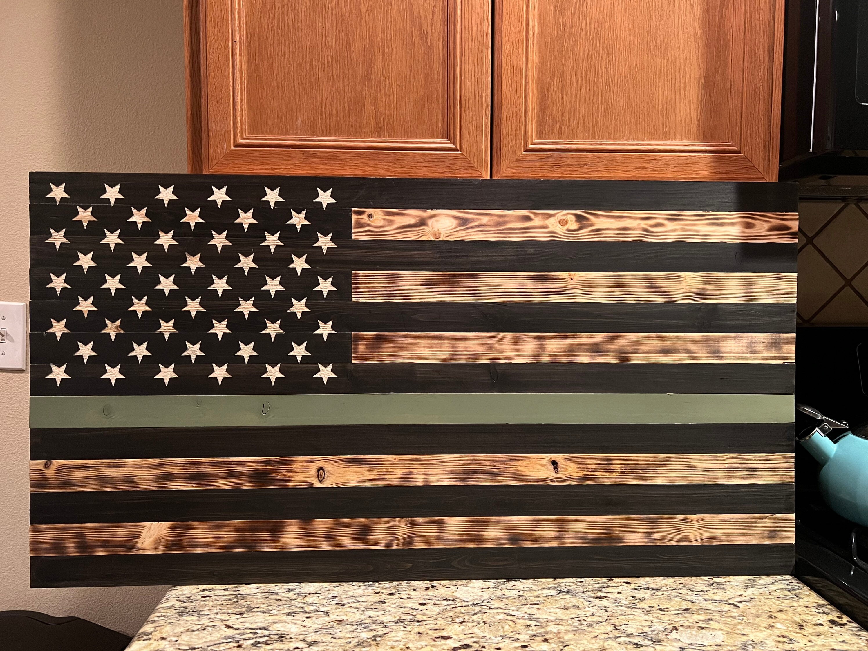 Army Wood Flag 37 X 19.5, US Army Wood Flag, Wood Flag, Wooden Flag ...