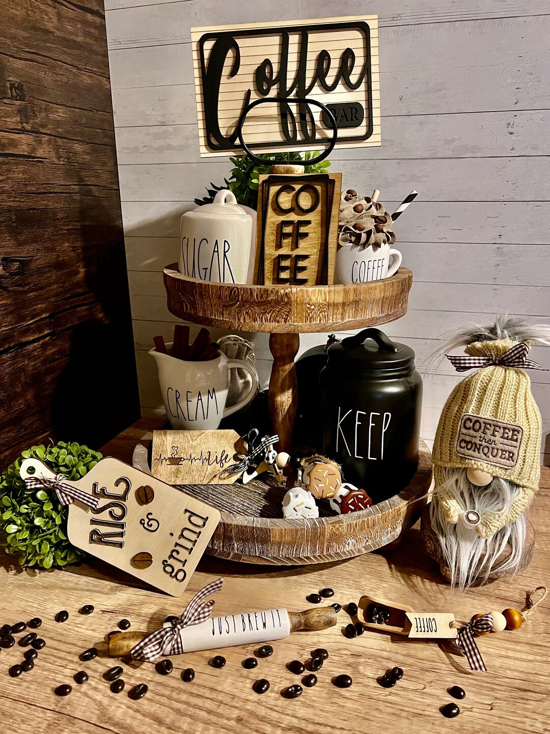 Coffee Tray Decor, Coffee Bar Set, Coffee Tier Tray, Bookshelf Decor ...