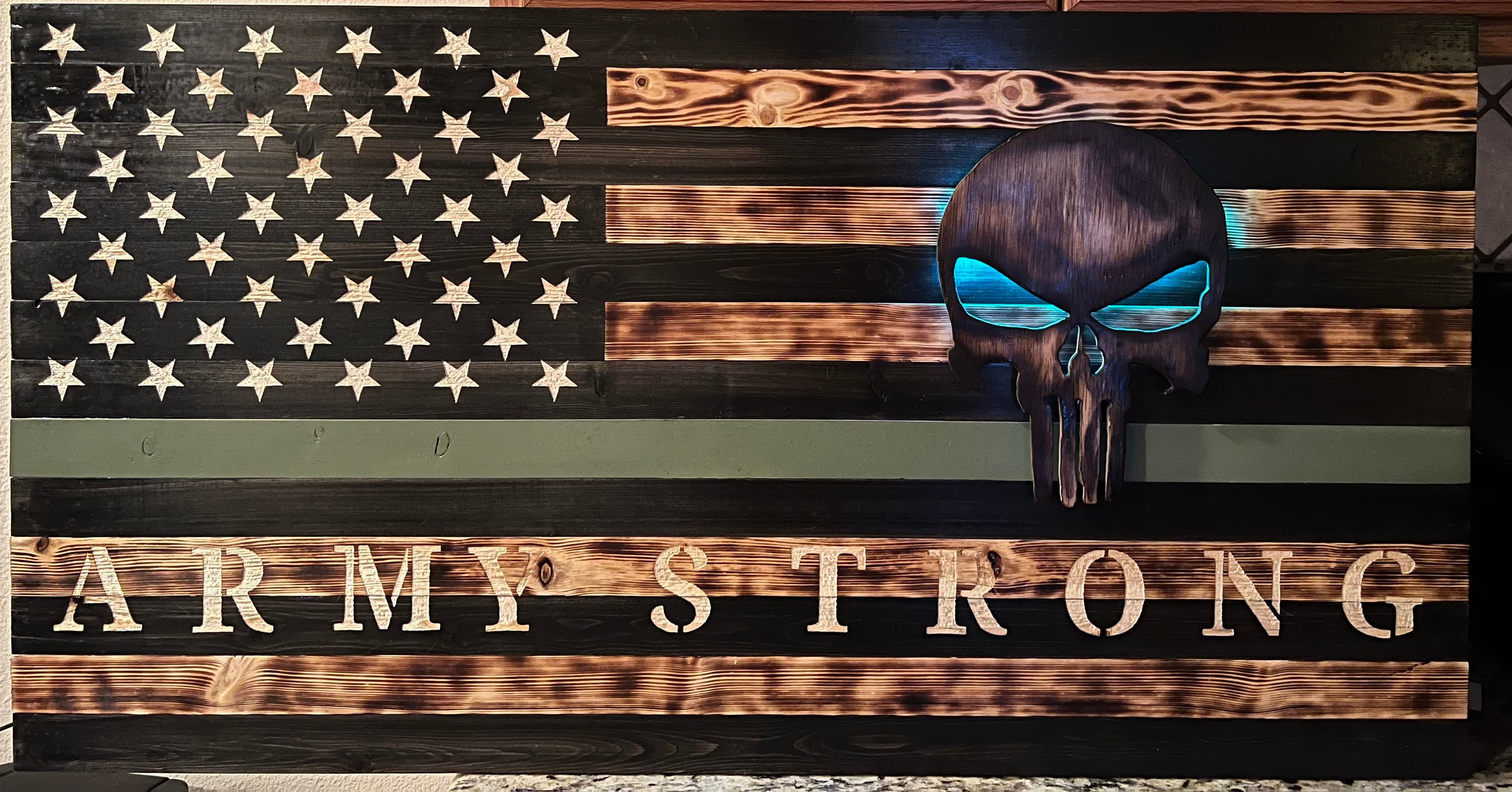 Army Wood Flag 37 X 19.5, US Army Wood Flag, Wood Flag, Wooden Flag ...