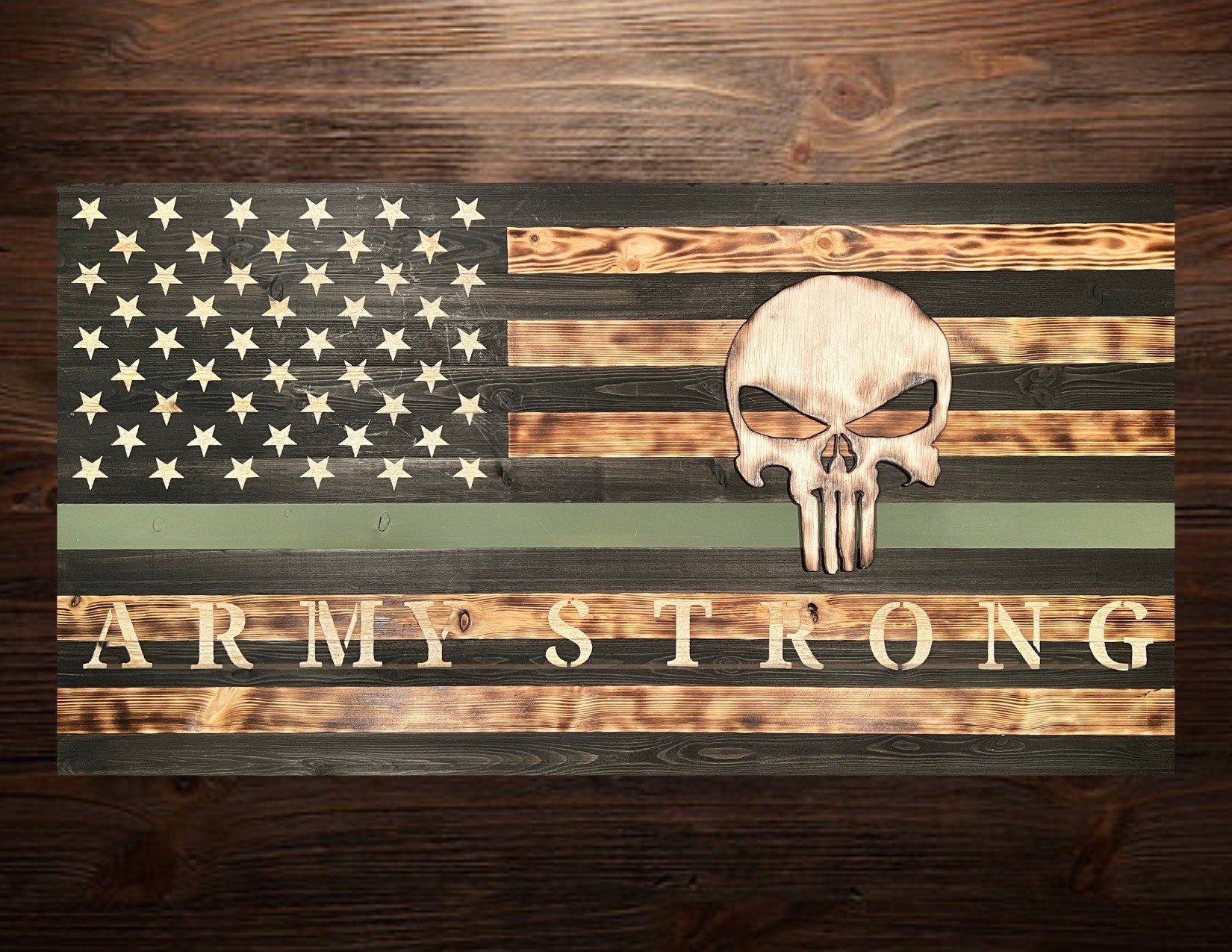 Army Wood Flag 37 X 19.5, US Army Wood Flag, Wood Flag, Wooden Flag ...