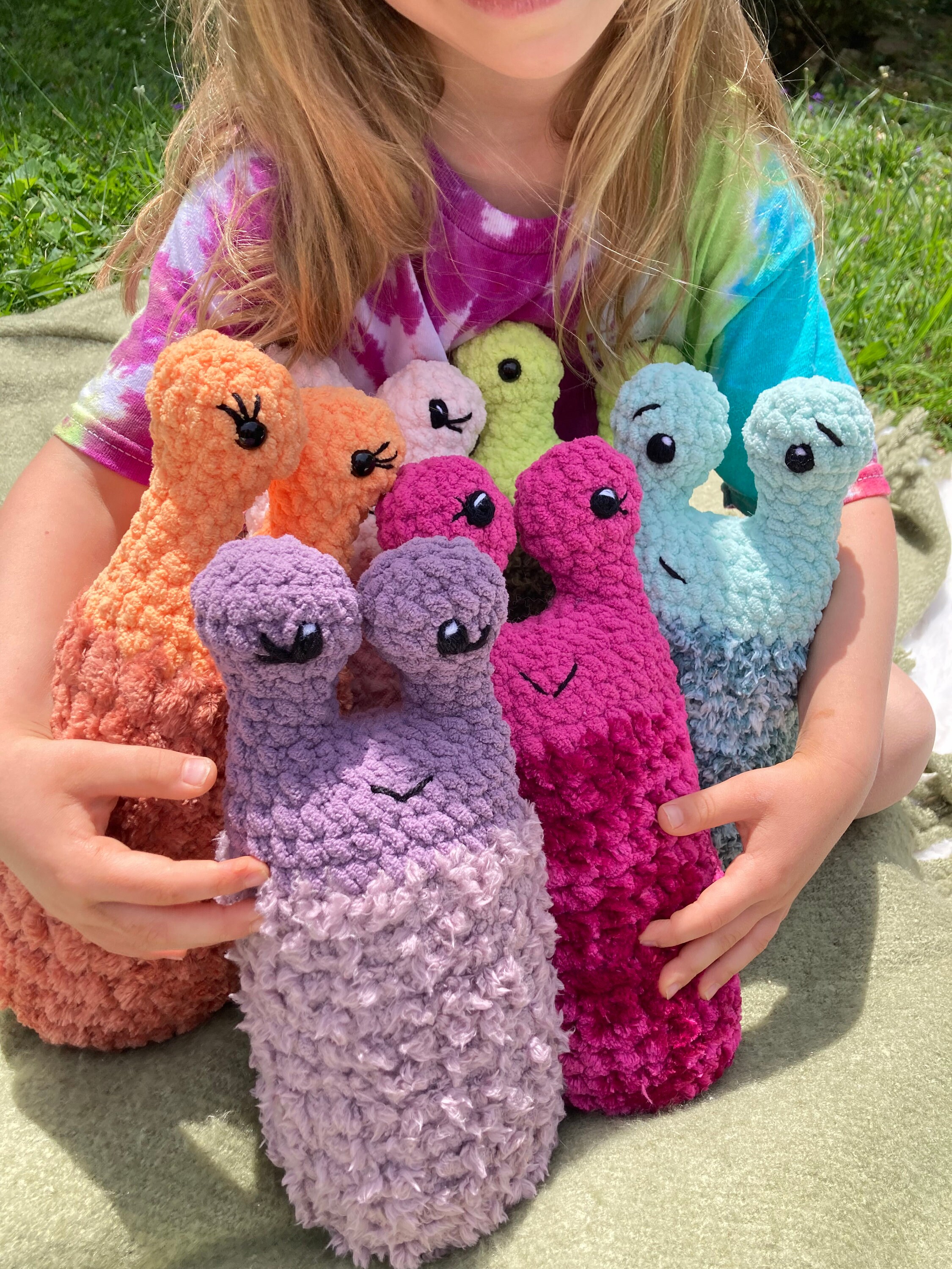 Snuggle Slug/ Stuffed Slug/ Crochet Slug/ Stocking Stuffer/ Rainbow ...