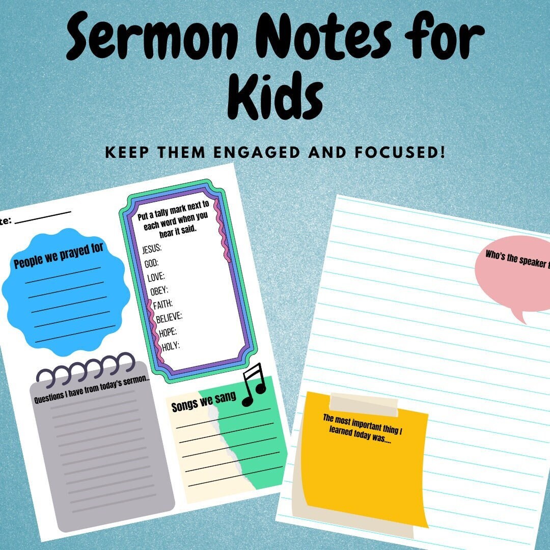 Sermon Notes for Kids***instant Download - Etsy