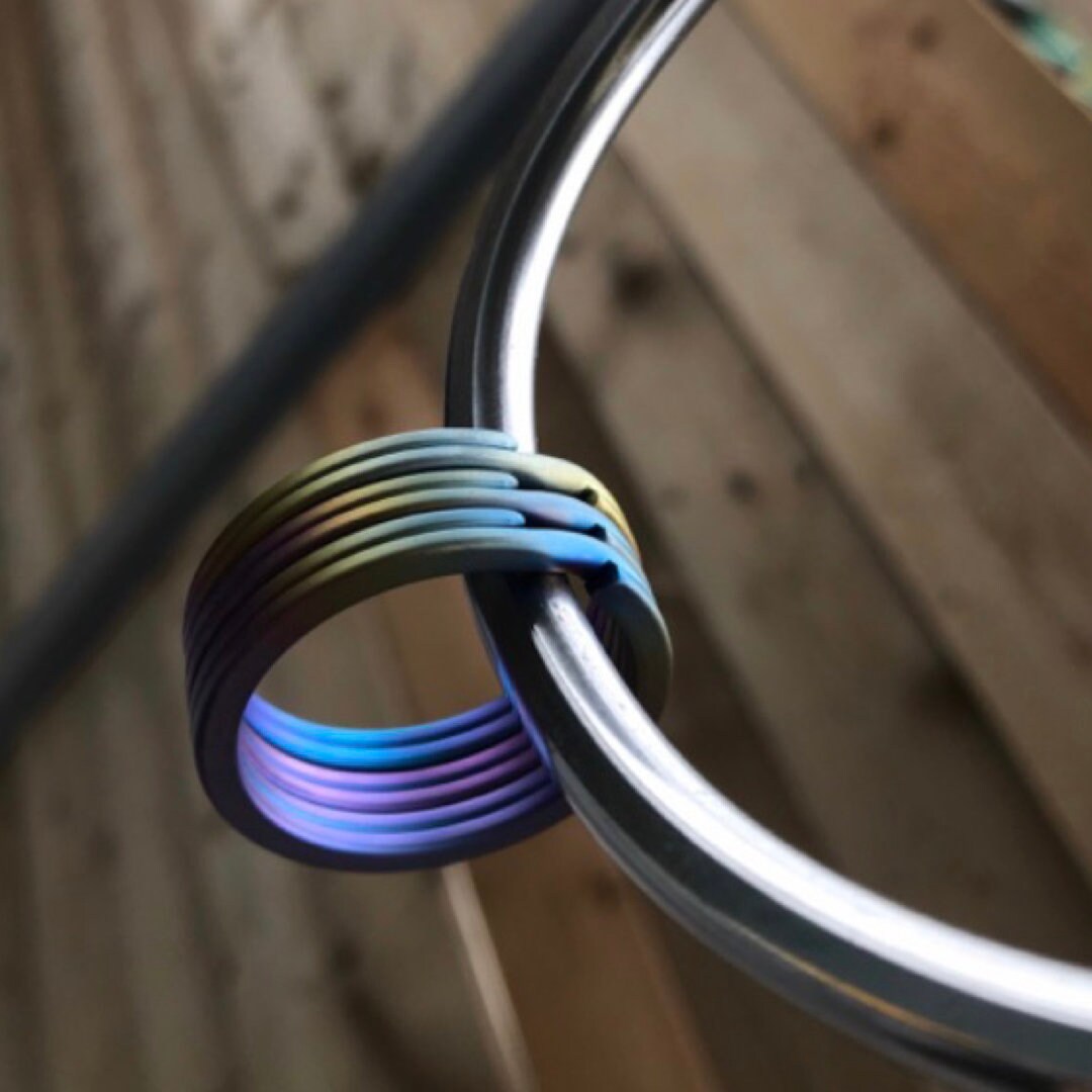 Anodized Titanium Split Ring Keychain Add-on 32mm Size Every Day Carry 1x Split Ring Multi Color ...