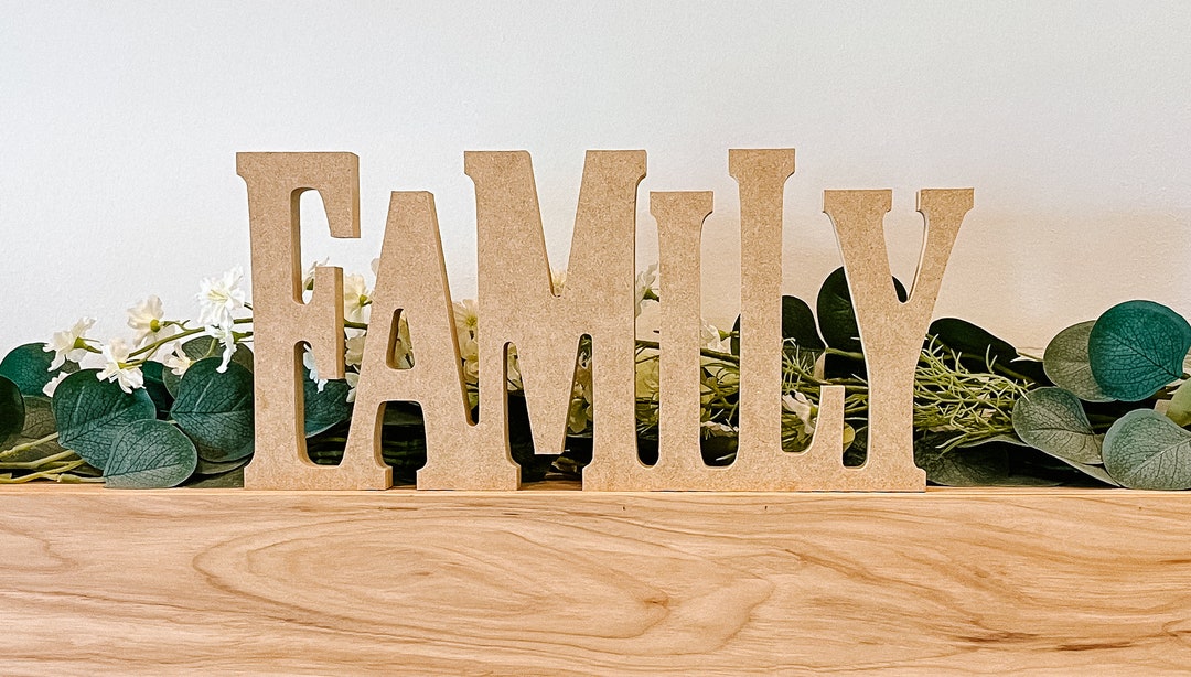 Family Wood Word Cutout - Family Sign - Script Wood Word - Laser Cut ...