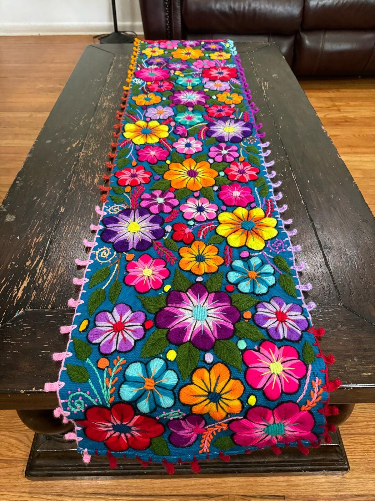 Hand-woven Runner From Ayacucho, Peru Table Runner Flowery Ayacucho ...