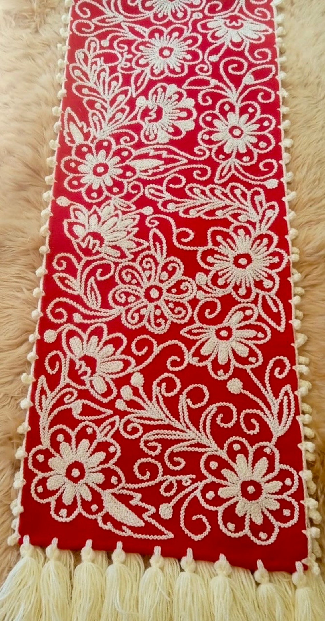 Hand-woven Runner From Ayacucho, Peru - Table Runner Flowery Ayacucho ...