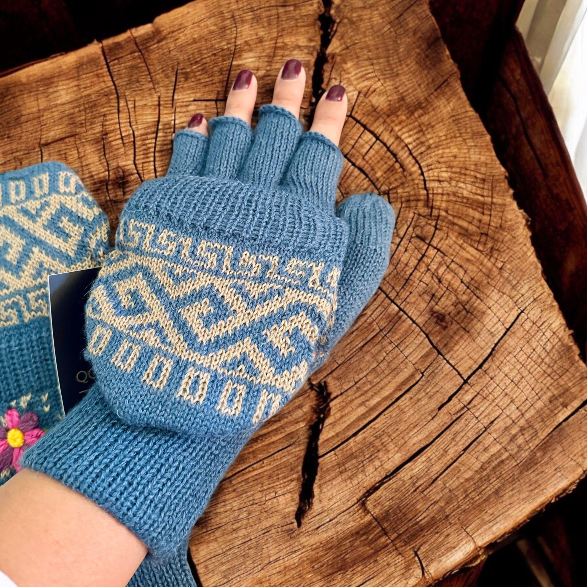 Alpaca Fingerless Mitten Gloves | Convertible Alpaca Mittens With Hand ...