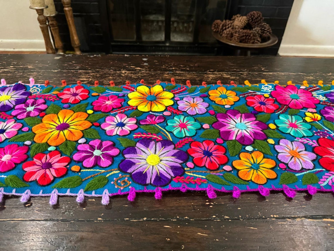 Hand-woven Runner From Ayacucho, Peru Table Runner Flowery Ayacucho ...