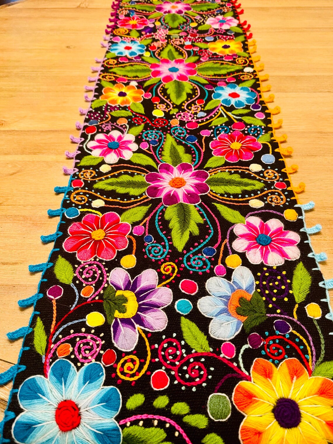 Hand-woven Runner From Ayacucho, Peru Table Runner Flowery Ayacucho ...