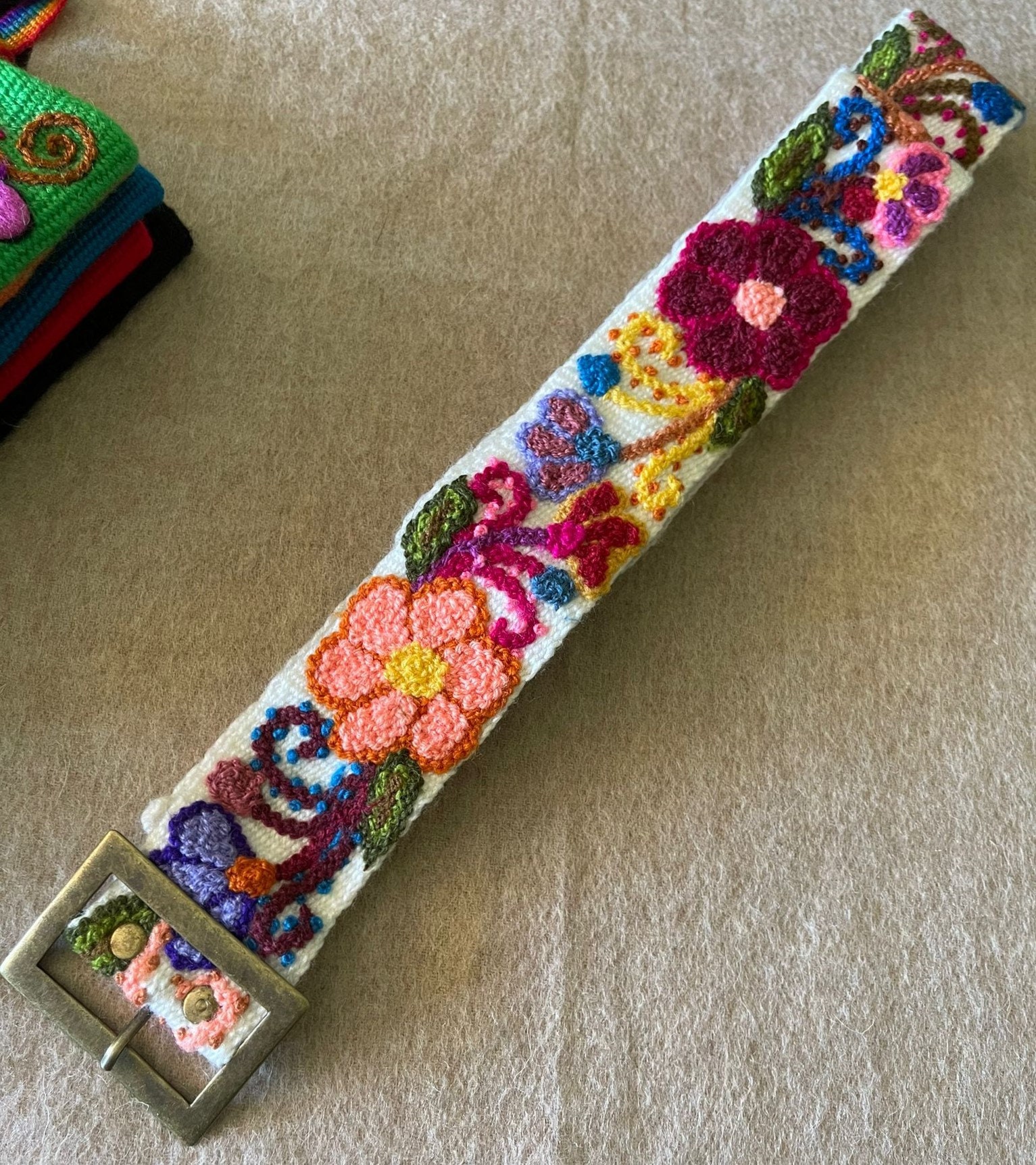 Hand Embroidered Floral Belt Handmade Peruvian Embroidered Belt ...