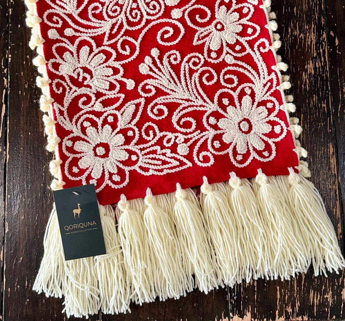 Hand-woven Runner From Ayacucho, Peru - Table Runner Flowery Ayacucho ...