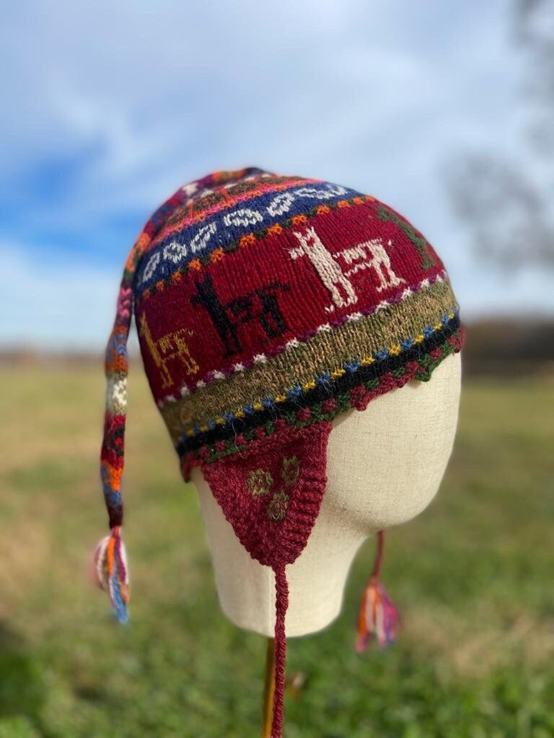 Chullo Hat for Children in Alpaca & Sheep Wool Earflap Hat in Natural ...