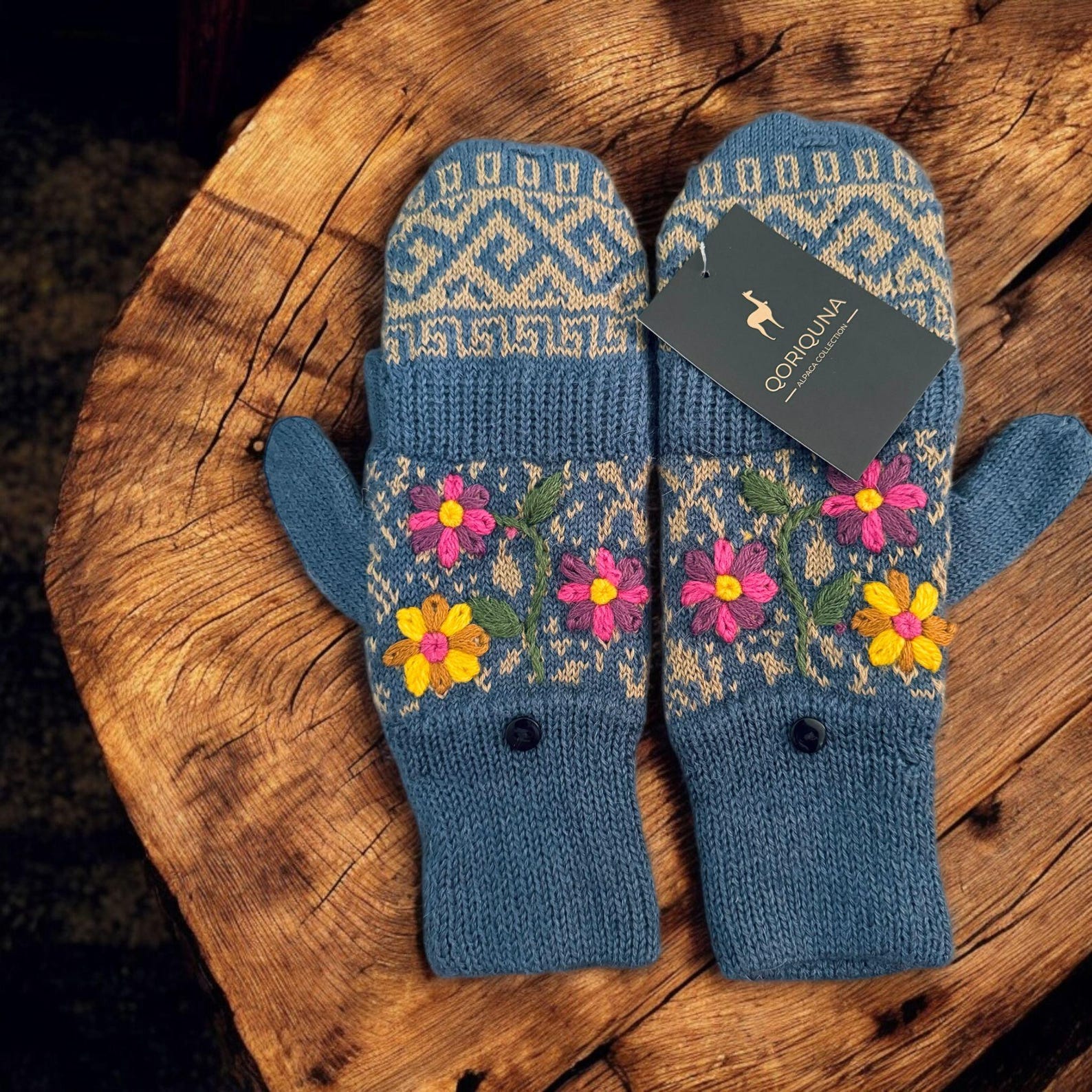 Alpaca Fingerless Mitten Gloves | Convertible Alpaca Mittens With Hand ...