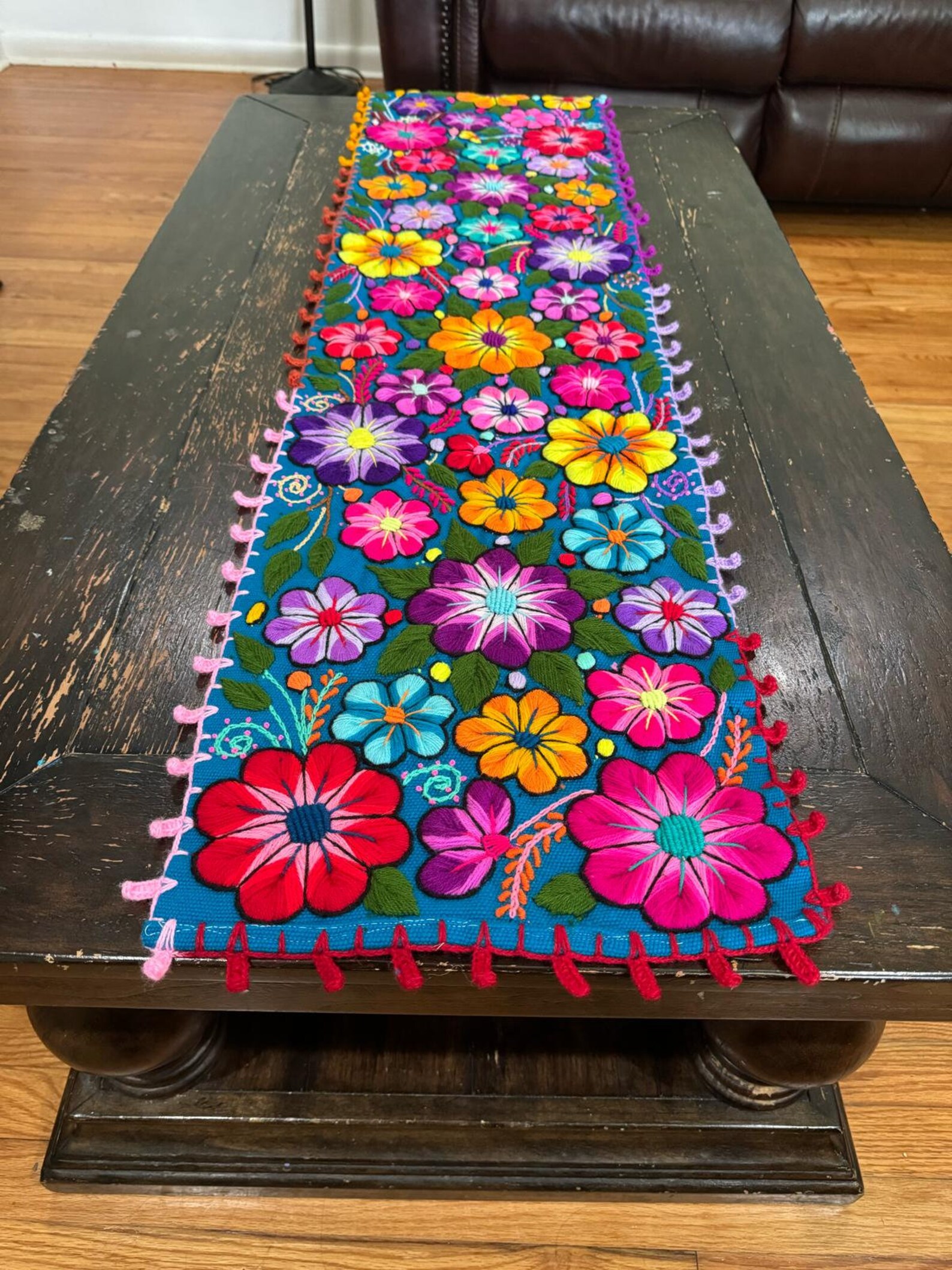 Hand-woven Runner From Ayacucho, Peru Table Runner Flowery Ayacucho ...