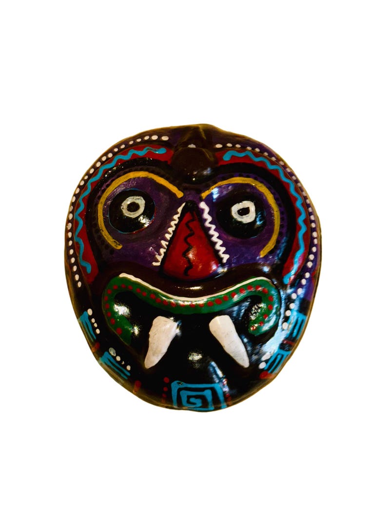 2 Vintage Handcarved, Hand Painted Peruvian Tribal Mask South American ...