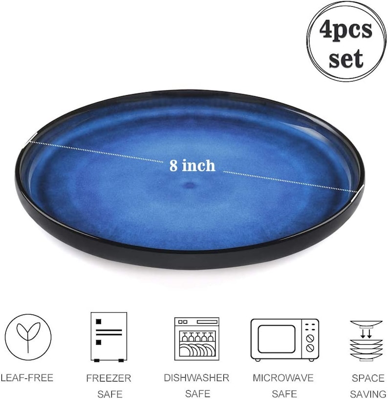 Blue Porcelain Dinner Plates 4pc - Etsy