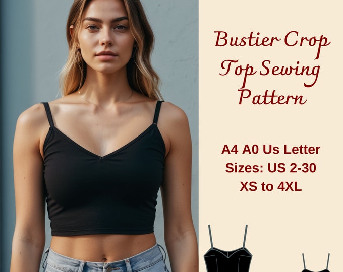 Sommar Camisole PDF Sewing Pattern With Built in Bralette. Low Support, Thin Straps, Cropped or ...