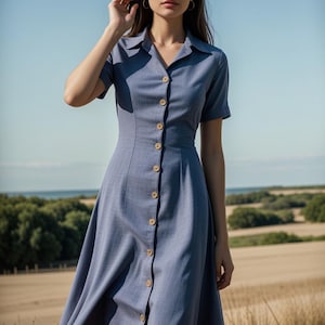 Button Down Dress Sewing Pattern, Cottagecore Dress Sewing Pattern ...