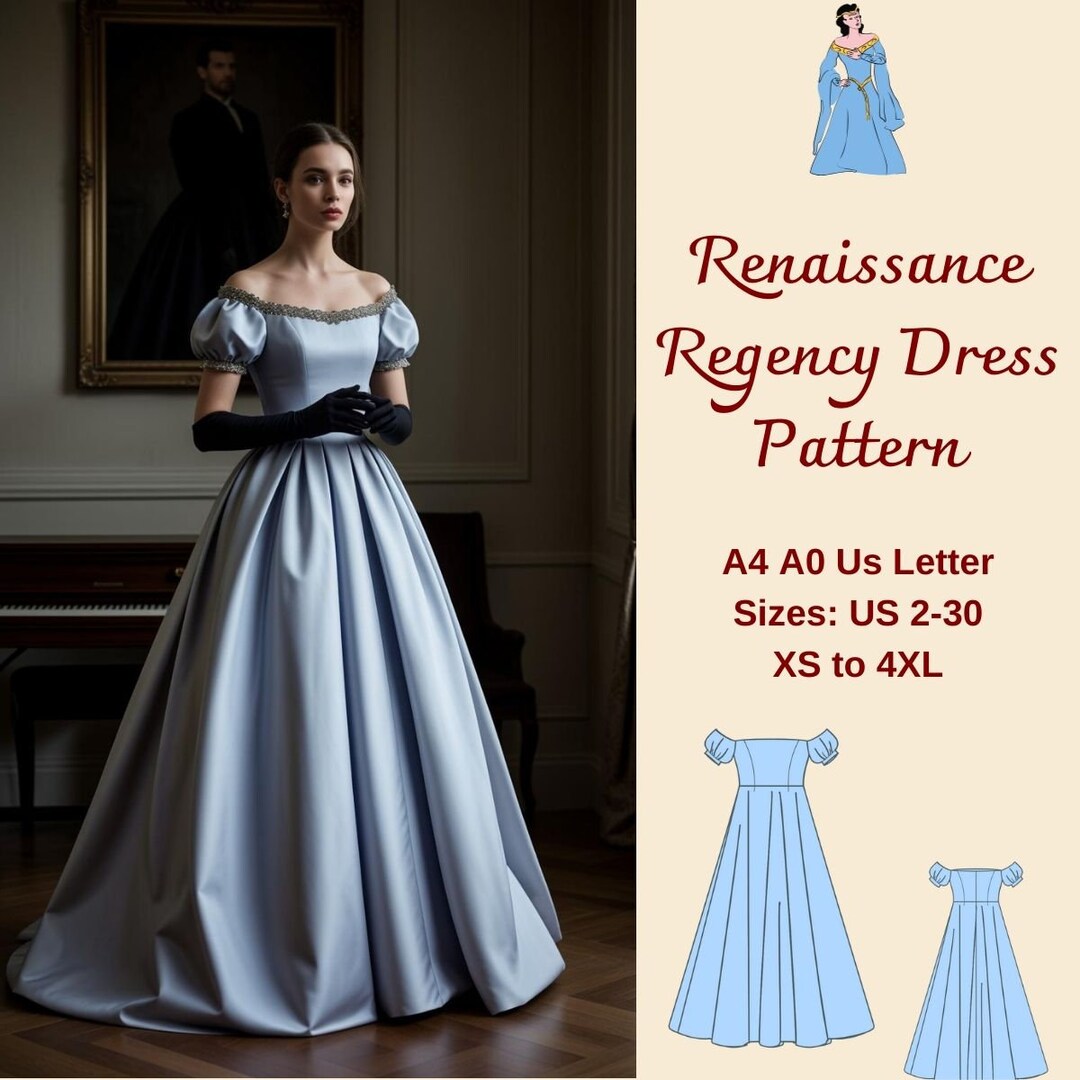 Renaissance Medieval Cosplay Dress Sewing Pattern, Victorian Dress ...