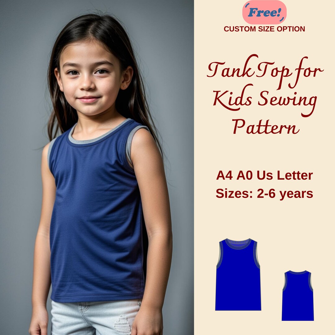 Tank Top for Kids Sewing Pattern, Kids Sewing Pattern, Sleeveless Crop ...