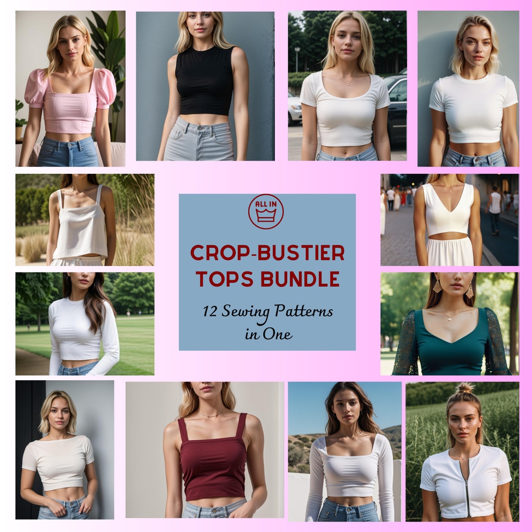 Crop Top Sewing Pattern Bundle, Simple Crop Top Pattern, Milkmaid Crop ...