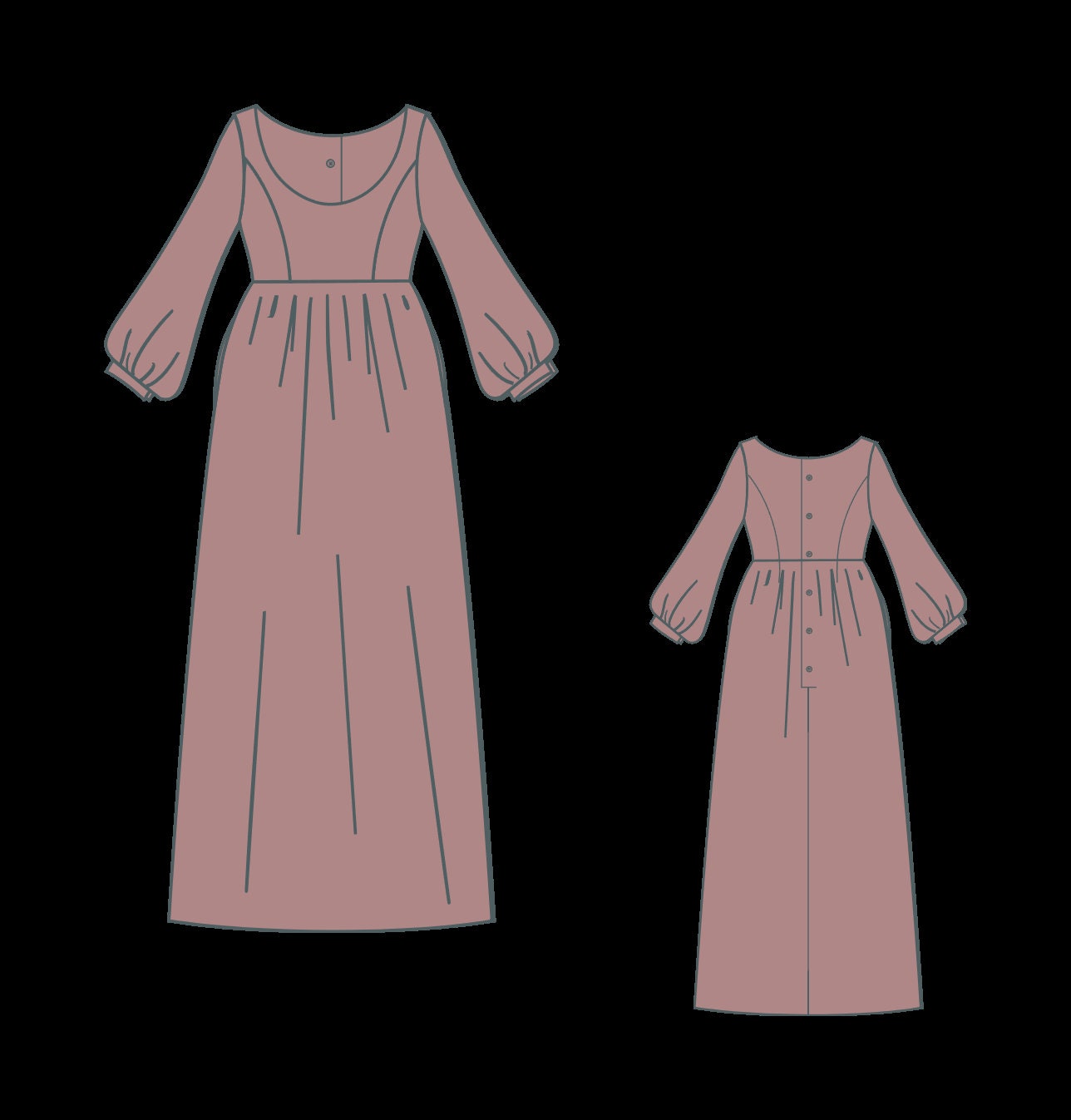 Pride and Prejudice Style Dress Sewing Pattern, Gathered Maxi Linen ...