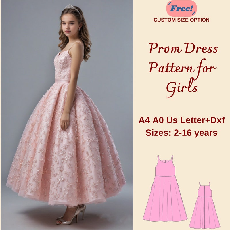 Kids Prom Gown Pattern - Etsy