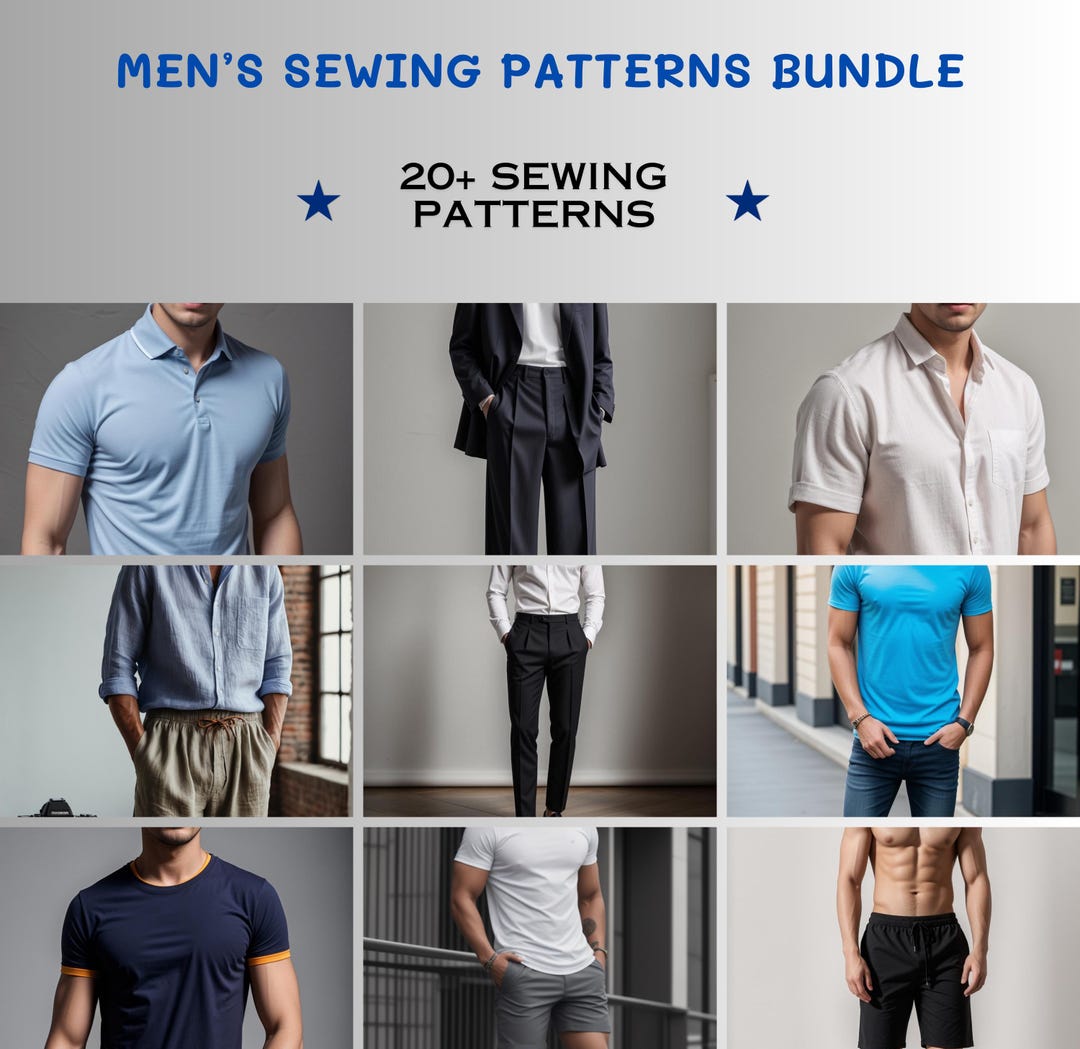 Men's Sewing Patterns Bundle: Suit, Shirt, Pants (XS-4XL) (PDF Download ...