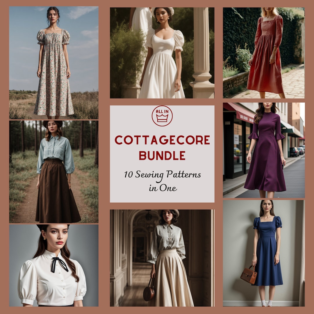 Cottagecore Sewing Pattern Bundle, Cottagecore Dress, Cottagecore ...