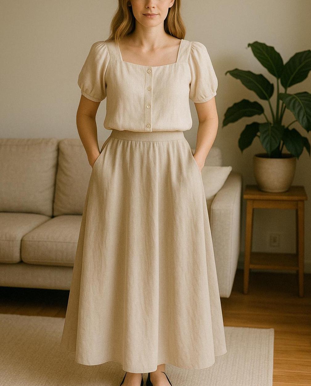 Linen Maxi Skirt Sewing Pattern, Cottagecore Style (PDF Pattern) - Etsy