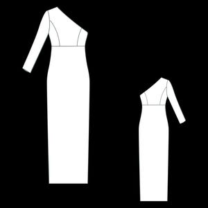 One Shoulder Maxi Prom Dress Sewing Pattern, Prom Dress Pattern ...