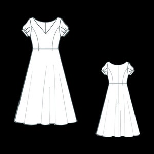 Midi Prom Dress Sewing Pattern, V Neck Dress Pattern, Cocktail Dress ...