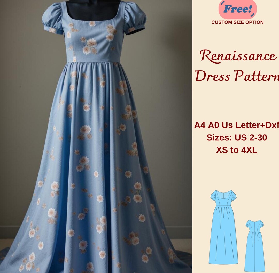 Renaissance Dress Sewing Pattern: Ball Gown, Princess, Regency ...