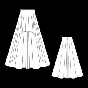 High-low Maxi Skirt Sewing Pattern, Evening Skirt, Prom Skirt, Circle ...