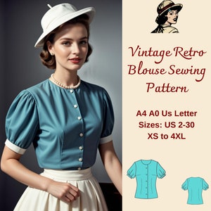 Vintage Blouse Sewing Pattern - Etsy