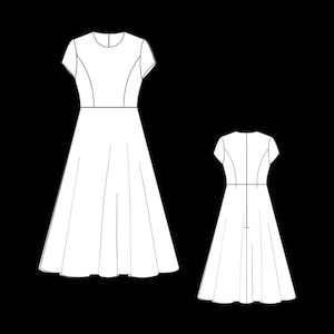 Round Neck Midi Summer Dress Sewing Pattern, Easy Dress Pattern ...