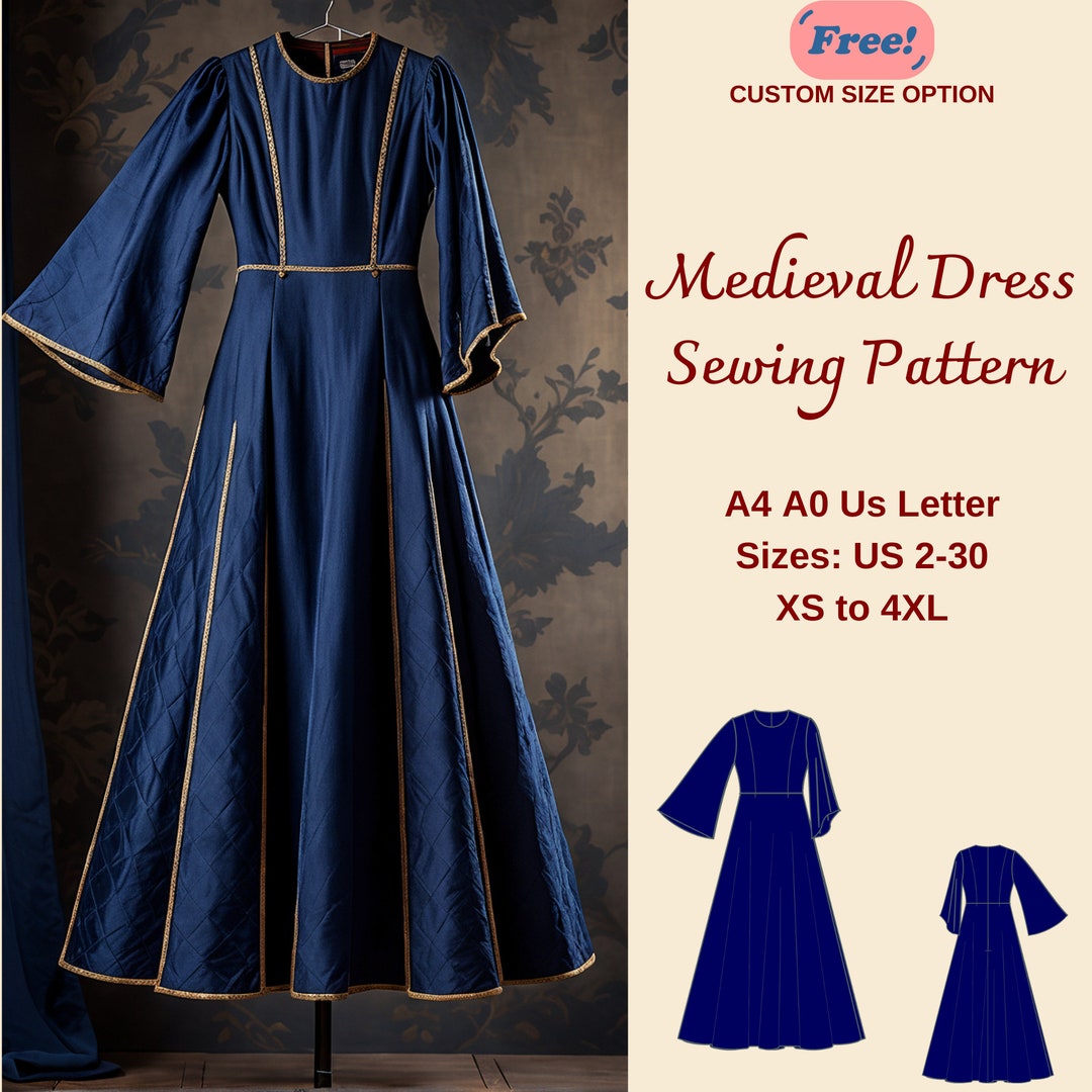 Renaissance Dress Sewing Pattern: Medieval, Celtic, XS-4XL (digital ...