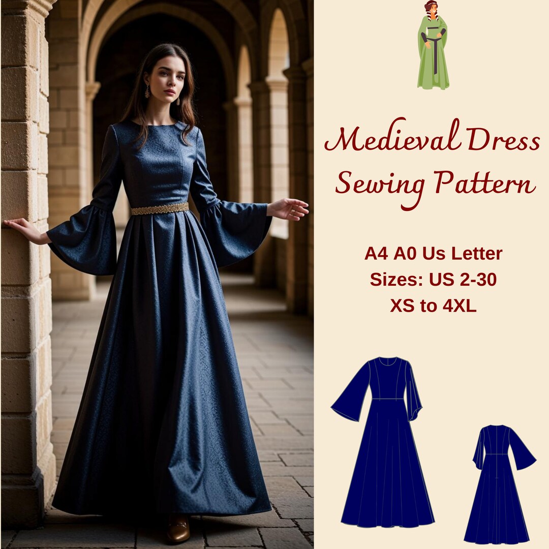 Medieval Dress Sewing Pattern, Celtic Dress, Renaissance Cosplay ...