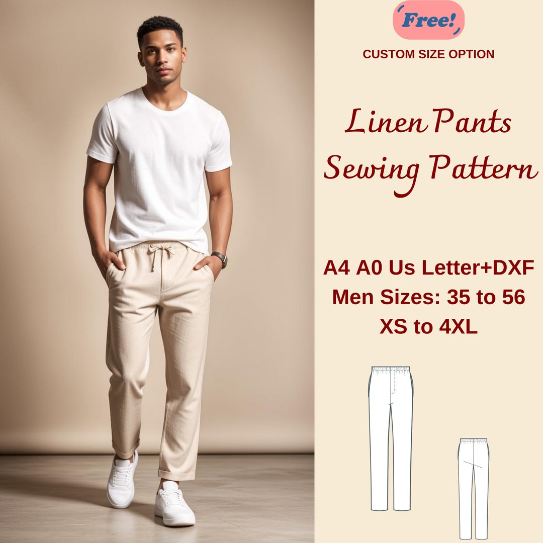 Men's Linen Pants Sewing Pattern, Men's Pants Pattern, Men's Summer ...