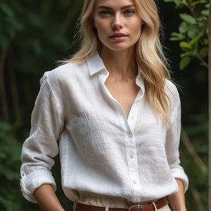 Women Relaxed Fit Linen Shirt Sewing Pattern, Boho Linen Blouse, Linen ...