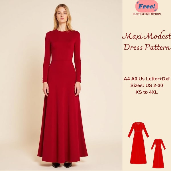 Modest Dress Pattern - Etsy UK