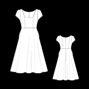 Square Neck Midi Summer Dress Sewing Pattern, Easy Dress Pattern ...