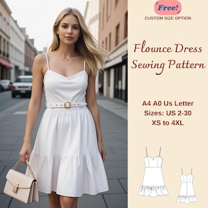 Ruffle Dress Sewing Pattern, Flounce Bridesmaid Dress (XS-4XL) (PDF) - Etsy