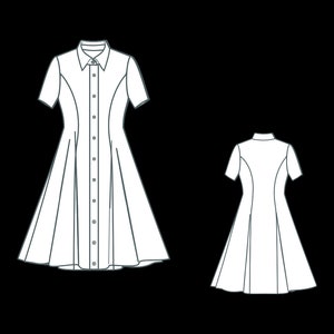 Button Down Dress Sewing Pattern, Cottagecore Dress Sewing Pattern ...