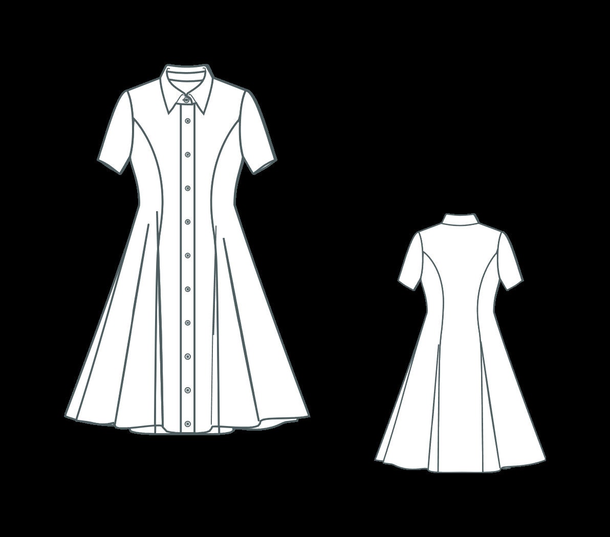 Button Down Dress Sewing Pattern, Cottagecore Dress Sewing Pattern ...