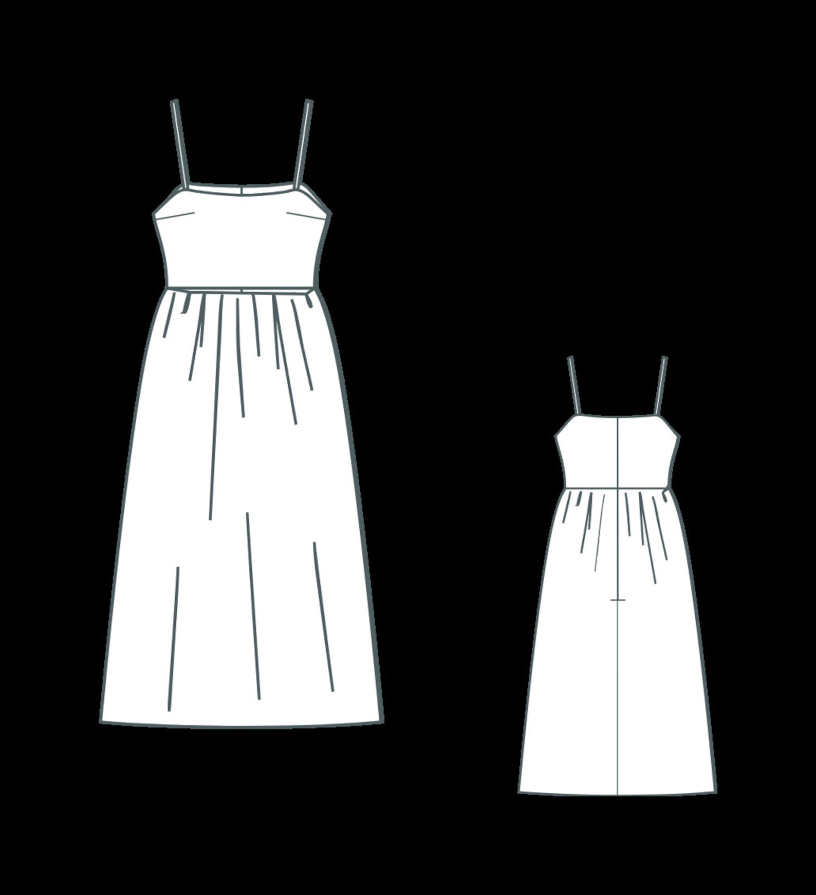 Gathered Midi Summer Dress Sewing Pattern, Sundress Pattern, Milkmaid ...