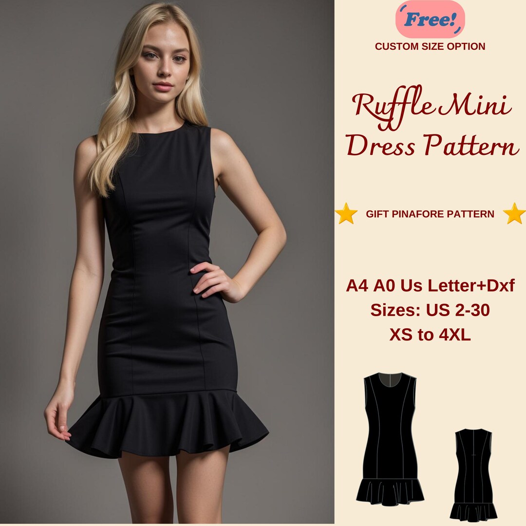 Mini Ruffle Dress Sewing Pattern, Ball Gown Pattern, Evening Gown ...